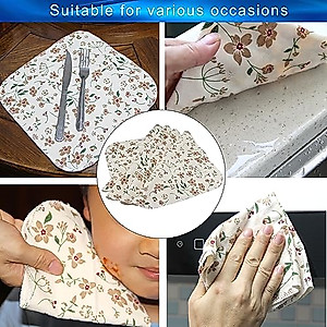 Pinowu Reusable Paper Towels Cotton Cloths (12pcs), Absorbent Kitchen Dishcloths (10x10 inch) Washable Paperless Towels Zero Waste Alternative Napkins for Kitchen Household Cleaning