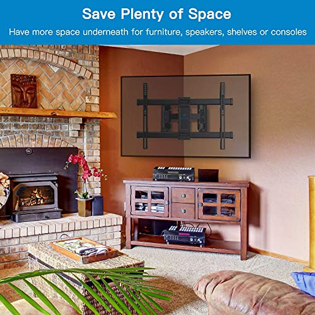 Corner TV Wall Mount Full Motion- Corner TV Bracket Fits 37-70 Inch LED, LCD 4K Flat Curved Screen TVs- Hold up to 99 lbs Max VESA 600x400 W/Tilt, Swivel and Level