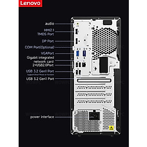 Lenovo ThinkCentre M720 Tower, Intel Core i3-10100 Processor, 16GB RAM, 256GB PCIe M.2 SSD, 1TB HDD, Windows 11 Pro 64-bit, Black Keyboard and Mouse