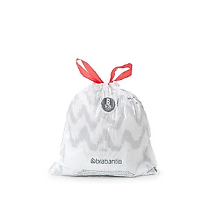 Brabantia PerfectFit Trash Bags (Size B/1.3 Gal) Thick Plastic Trash Can Liners with Drawstring Handles (40 Bags)