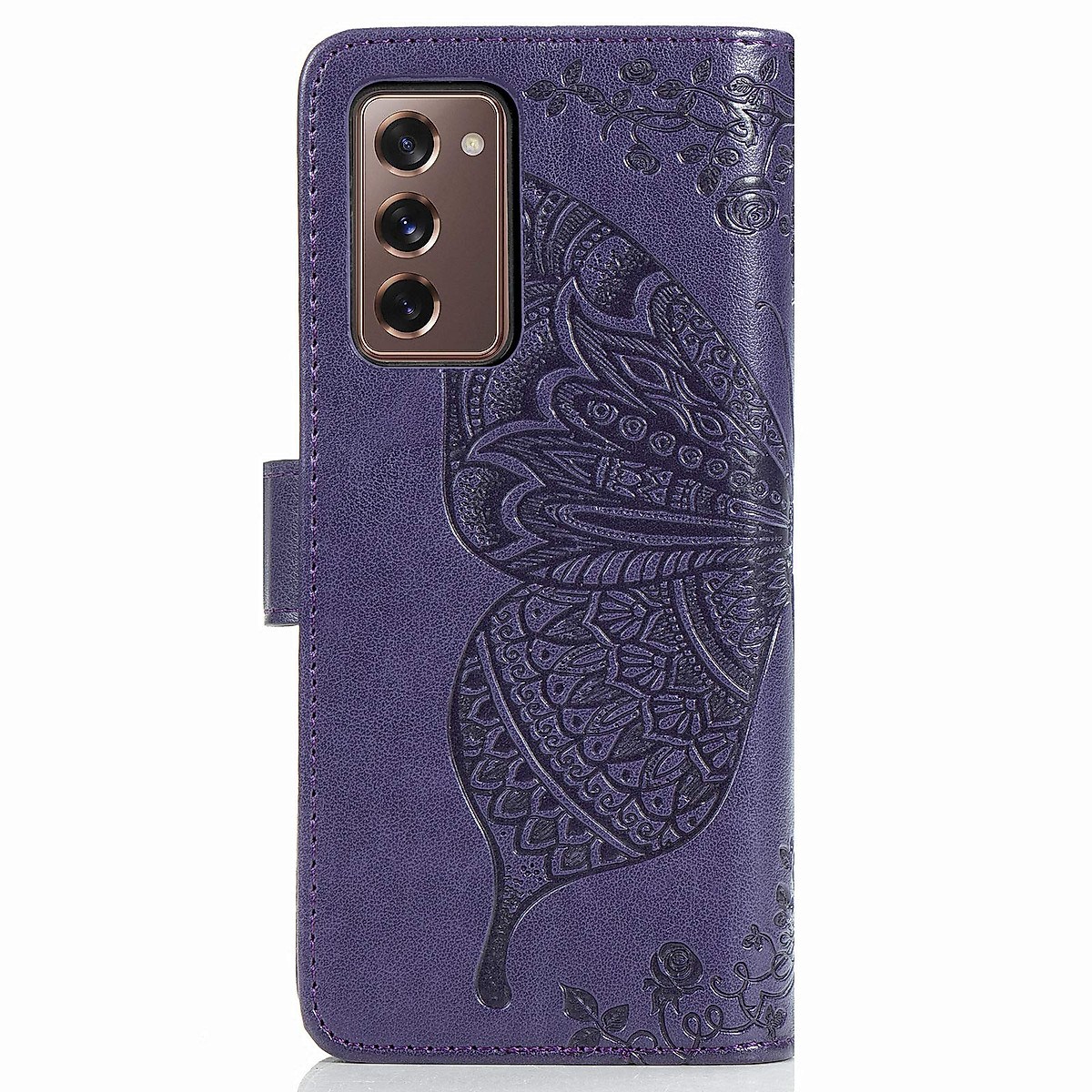 LEMAXELERS Samsung Galaxy Z Fold 2 5G Case Bling Diamond Butterfly Embossed Wallet Flip PU Leather Magnetic Card Slots with Stand Cover for Samsung Galaxy Z Fold 2 5G Diamond Butterfly Purple SD