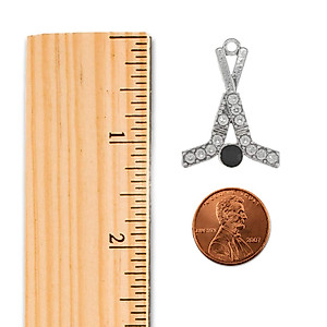 Inspired Silver - Hockey Sticks & Puck Memory Charm for Women - Silver Customized Charm for Bracelet with Cubic Zirconia Jewelry