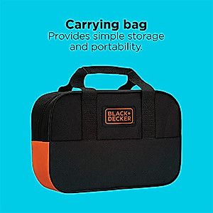 BLACK+DECKER 20V MAX Drill & Home Tool Kit, 34 Piece (BDCD120VA) , Orange