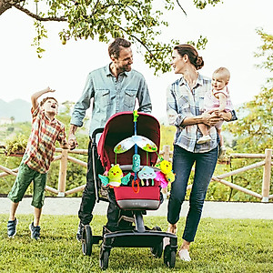 Cute Car Seat Hanging Toys for Baby, C Clip Hanging Ocean Animal Soft Toys with Rattles BB Squeaker Distorting Wind Chime for Boys Girls 0 3 6 12 Months