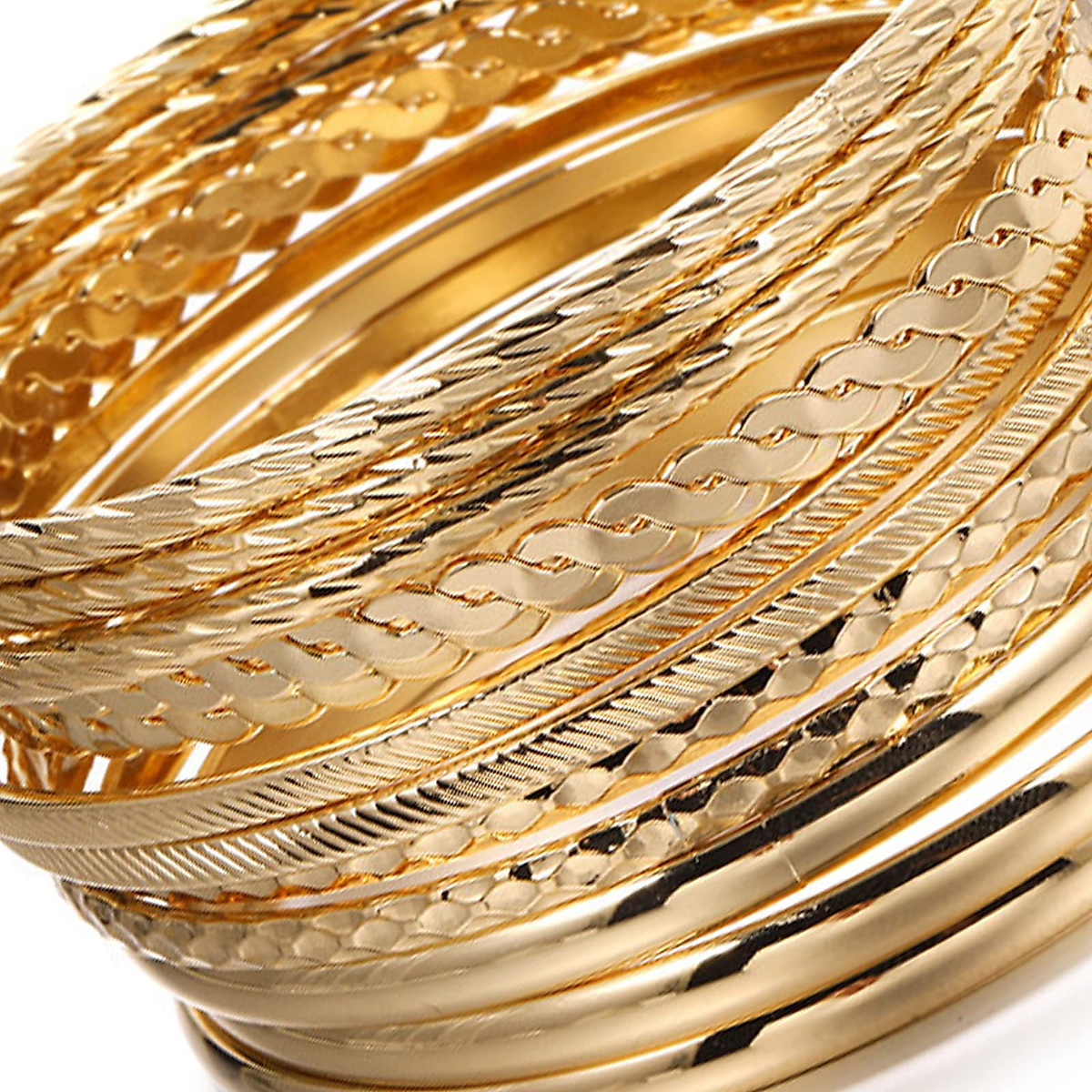 Aonklot Indian Bangles for Women Gold Stackable Bangle Bracelets Set Layers Bohemica Bracelets Multi Cuff Bangle Bracelet Wedding Jewelry for Women Girls