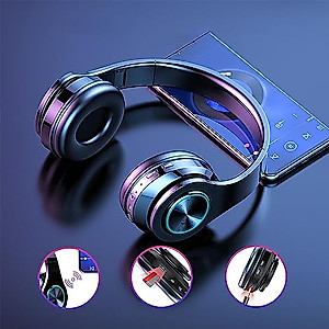 VKEKIEO Bluetooth Headphones Over Ear, Wireless Foldable Headphones Noise Cancelling with Microphone Deep Bass, High Value Craftsmanship Subwoofer Live 5.0 Headset for Travel Work Cellphone (A Black)