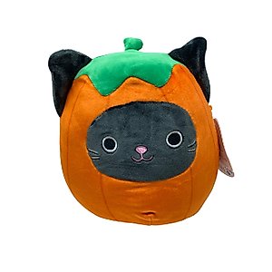 Squishmallows Official Kellytoy Halloween Squishy Soft Plush Toy Animals (Calio Black Cat Pumpkin Costume, 8 Inch)