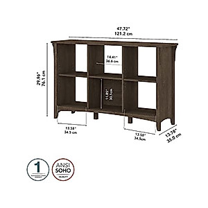 Bush Furniture Salinas Cube Shelf and Bookcase | Display Cabinet with 6 Shelves in Ash Brown | Modern Storage Cabinet with Open Bookshelf for Library, Office, Living Room, Bedroom and More
