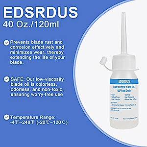 EDSRDUS 1OZ(30ml) Premium Hair Clipper Oil for Electric Shaver, Hair Clipper Blade, Clippers, Trimmers, Rust & Abrasion Resistant Clipper Blade Oil with Dispensing Needle