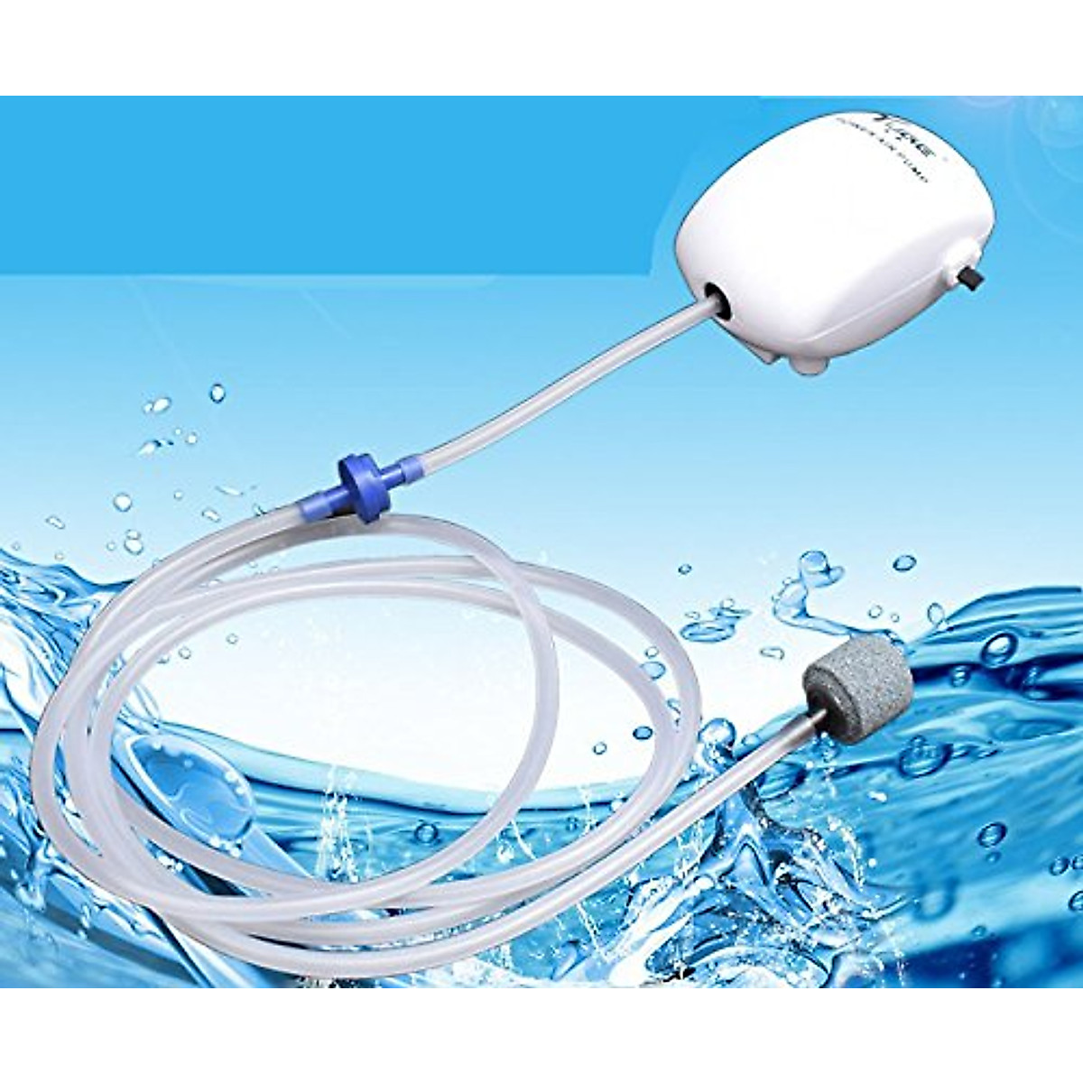 Aquarium Fish Tank Air Pump Filter Ultra Silent Fishing Tank Double Hole Oxygen Air Bubbles Pump with 1 Air Stone/1.2M Silicone Tube