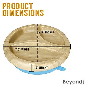 Abiie Octopod Bamboo Dish - Kids Plates for 4 months and up, 3-Compartment Baby Plates with Suction, Round Bamboo Baby Plate, Mess-Free Toddler Suction Plates, Baby Feeding Supplies, 7.5 x 7.5 x 1.9in