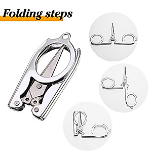 3 Pieces Folding Scissors Stainless Steel Portable Scissors Foldable Small Scissors Portable Travel Scissors Mini Folding Scissors Cutter for Home Travel, Silver