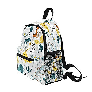 senya Yellow Cute Dinosaurs Kids Backpack with Chest Clip, Toddler Schoolbag Preschool Bag for Girls Boys One Size