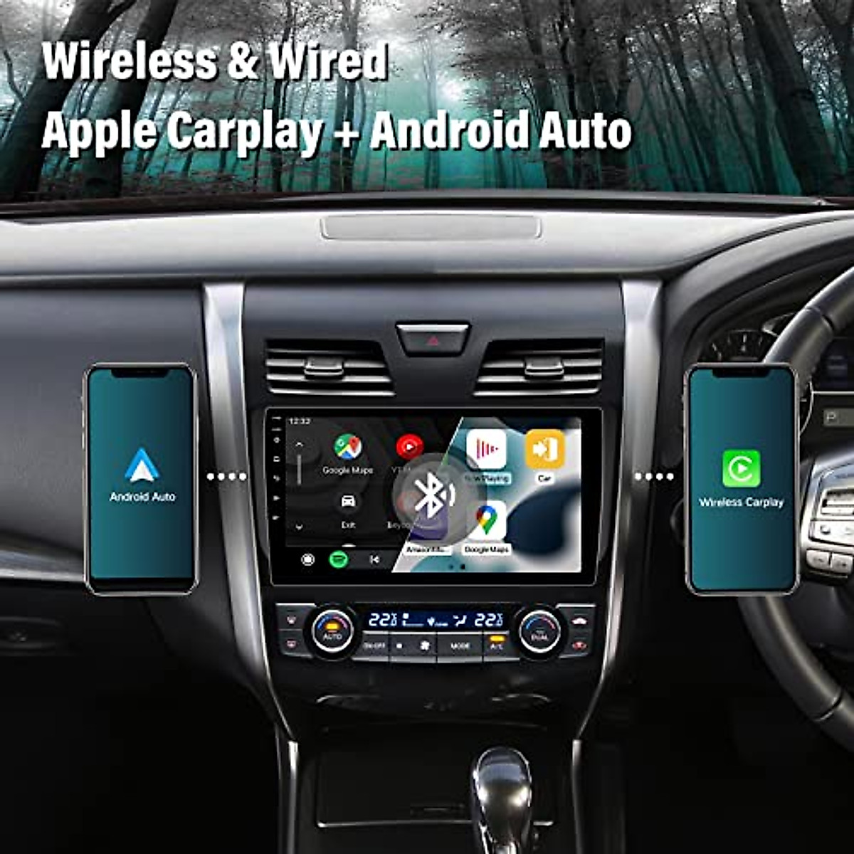 Wireless Apple Car Play Radio, ViaBecs 10.2” Bluetooth Car Stereo for 2014-2018 Nissan Altima Support Android Auto, Bluetooth 5.0, GPS Navigation, Subwoofer, SWC, 36-EQ DSP, AM/FM Car Radio Receiver