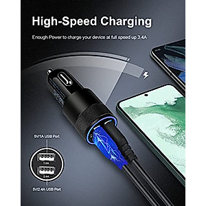 Car Charger, [2Pack/3.4a] Fast Charge Dual Port USB Cargador Carro Lighter Adapter for iPhone 14 13 12 11 Pro Max X XR XS 8 Plus 6s, iPad, Samsung Galaxy S22 S21 S10 Plus S7 j7 S10e S9 Note 8, LG, GPS