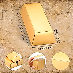 24 Pieces Gold Bars Fake Bar Gift Box Golden Party Favor Chocolate Gold Coins Foil Treasure Brick Paper Boxes for Christmas Party Casino Theme Decoration Candy Treats Toys, 5.5 x 3.2 Inches (24 Pcs)