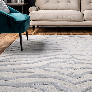 nuLOOM Hand Tufted Plush Zebra Area Rug, 5' x 8', Grey