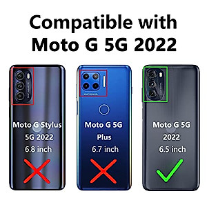 SKTGSLAMY Moto G 5G 2022 Case: Military-Grade Drop Tested, Magnetic Kickstand, Car Mount, Screen Protector - Blue