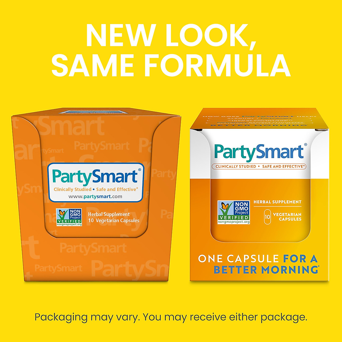 PartySmart, One Capsule for a Better Morning, 10 nights out Supply, Non-GMO, Plant-based, 250 mg, 10 capsules