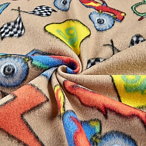 Polar Fleece Monster Trucks Tan, Fabric by the Yard
