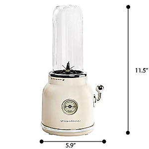 FRIGIDAIRE ESMM100-CREAM Retro Smoothie Maker Blender with Mason Jar, Perfect for Shakes and Smoothies, 300-Watt, Cream