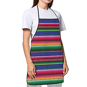 Cilouebghg Mexican Serape Designs Funny Design Apron Personalized Kitc Restaurant Pinafore with Neck Strap Chef Home Barber Kitchen Gardening