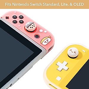 BelugaDesign Boba Dumpling Thumb Grips | Cute Food Pork Bun Face Bubble Tea | Kawaii Japanese Button Joystick Cap Cover | Compatible with Nintendo Switch Standard Lite OLED