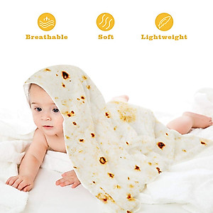 Tortilla Blanket for Kids, 49 Inch Burrito Blanket, Soft Flannel Throw Blanket for Boy Girl, Funny Food Blanket for Birthday Gifts