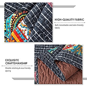 Travan Real Patchwork Quilted Throw Blanket Retro Cotton Blanket for Bed Couch Sofa (Lush Style, Throw Blanket), 60 x 78Inch