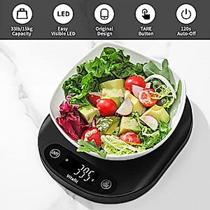 Vitafit 33lb Food Kitchen Scale,Weighing Professional Since 2001, Digital Grams and Ounces for Cooking Baking, Batteries Included, Black