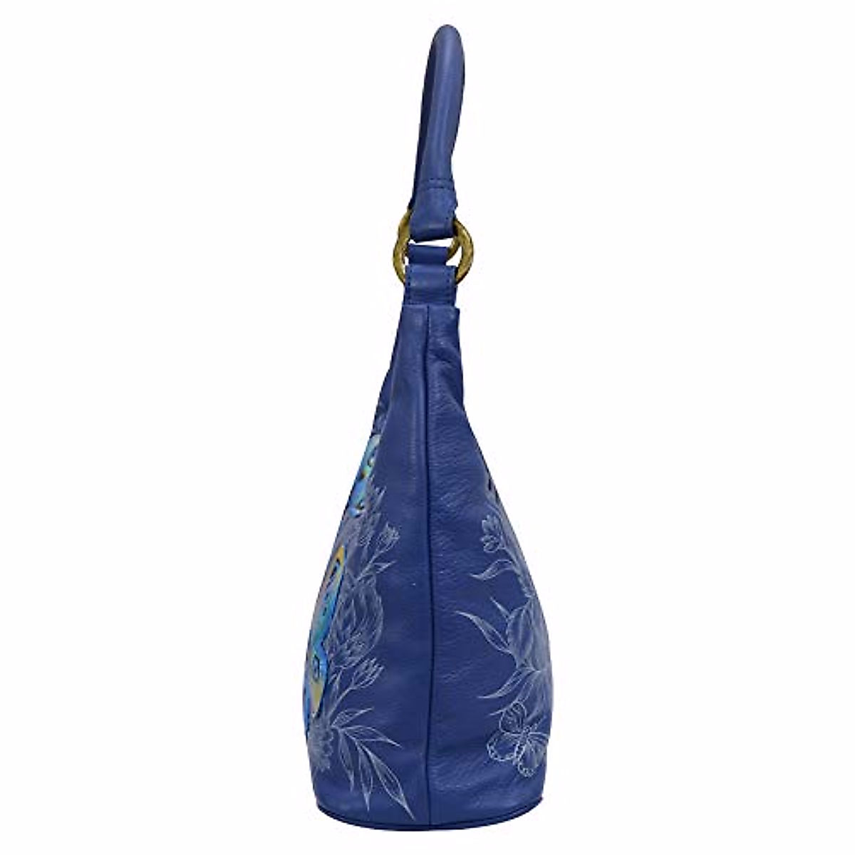 Anuschka Hand Painted Women's Genuine Leather Medium Top Zip Hobo - Garden of Delights