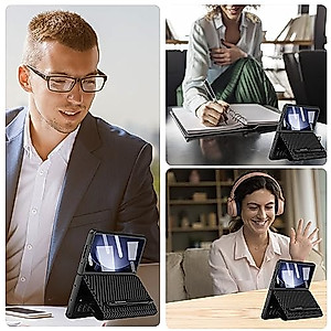 for Samsung Galaxy Z Fold 5 Leather Case with S Pen Holder [Screen Protection + Card Slot + Kickstand] Luxury Leather 360° Shockproof Protection Case for Samsung Galaxy Z Fold 5 5G,Carbon Fiber