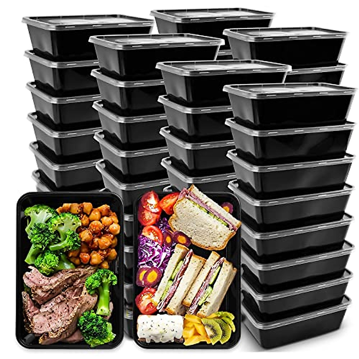 MORDEN MS 50 Pack Meal Prep Containers Reusable 26 OZ To-Go Food Containers with Lids Plastic Bento Boxes, Food Storage Lunch Box, Microwave/Freezer/Dishwasher Safe, 1 Compartment, BPA-Free