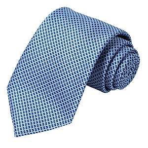 KissTies Mens Blue Tie Set Checkered Necktie Blue Ties + Pocket Square