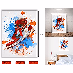Hypebeast Red Sneaker Poster – (12x16 Inch) Unframed – AJ Wall art, Hypebeast Room Decor, Michael Jordan Poster, Sneaker Air Gym Shoes Shoebox Collection Aesthetic Cool Poster for Teen Boys Guys Men Room Dorm Bedroom Wall Decor by LIYA Design Prints