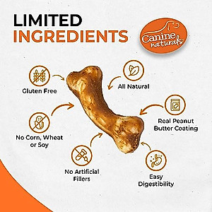 Canine Naturals IrresistiBONES Long Lasting Peanut Butter Chew - Made with Real Peanut Butter - All Natural and Easily Digestible - 6 Pack