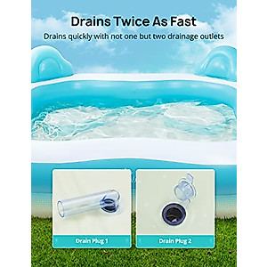 Inflatable Swimming Pool, EVAJOY Inflatable Pool for Kids, Adults, Family-Sized Above Ground Swimming Pool with 4 Seats, 4 Backrests, Cup Holders, for Backyard, Garden, Outdoors, 200 gal