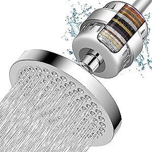 Nuodan Filtered Shower Head, High Pressure Rain Shower Head Filter Set for Hard Water Removes Chlorine and Harmful Substances (Chrome)