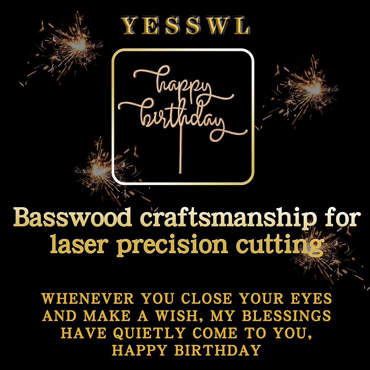 Happy Birthday Cake Topper - High-end Basswood Craft Durable Multifunctional Cake Topper, Wooden Textured Cake Decoration for Birthday Party Decoration,the Best Souvenirs for Family and Friends.