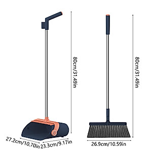 Broom with Dustpan Combo Set Brooms and Dustpan 2-in-1 Set Home Cleaning Supplies Stainless Steel Handle Brooms and Dustpan Combo Set for Home Office Broom Set Dust Pan and Broom Set