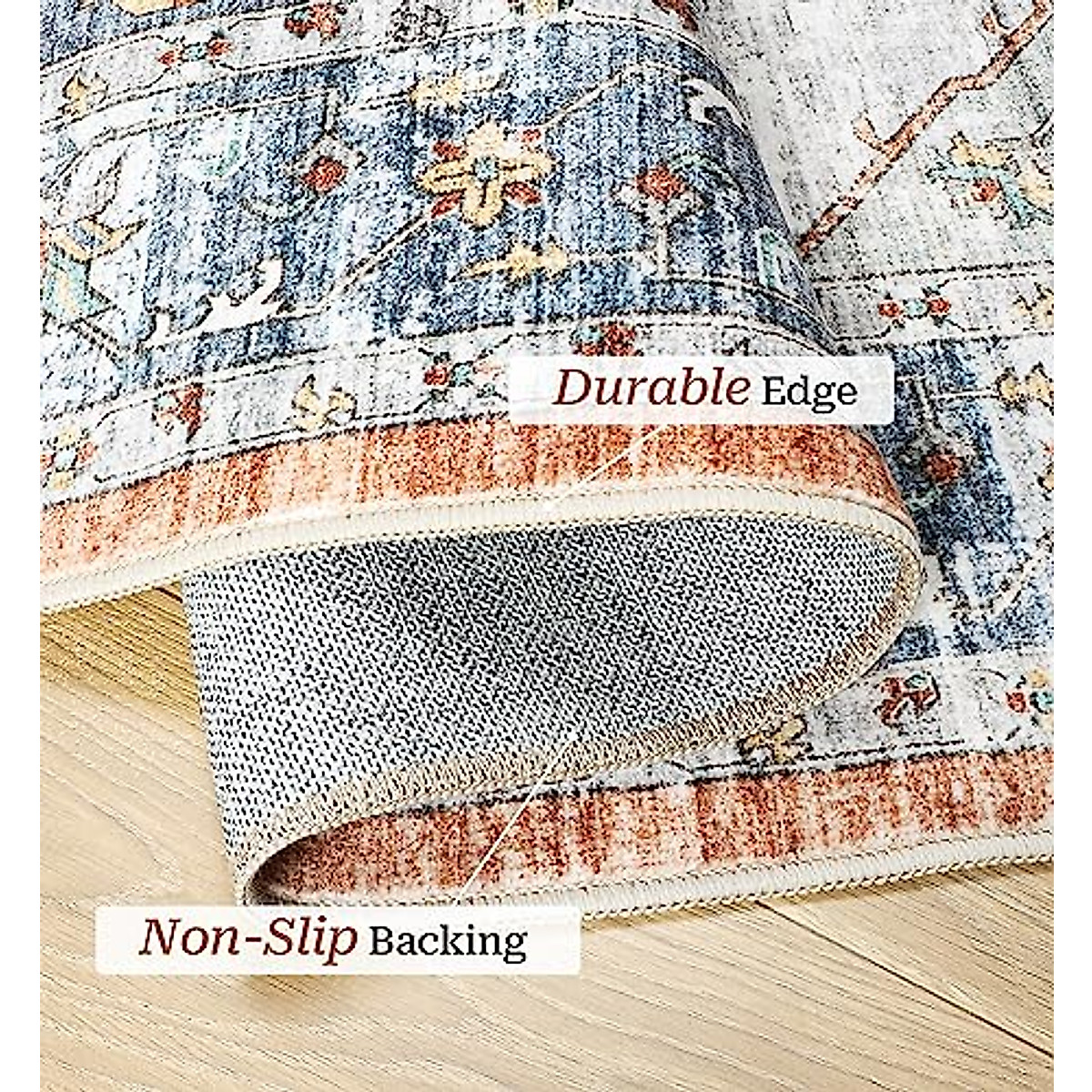 befbee 8x10 Area Rugs for Living Room, Non-Slip Soft Washable Large Area Rug,Stain Resistant Indoor Floor Rugs for Bedroom Home Decor Rug (Navy/Orange,8'x10')