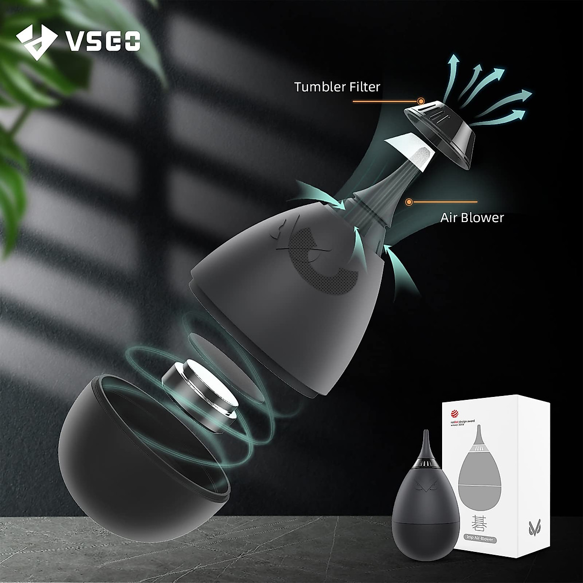 VSGO V-B01E Camera Cleaning Blower with Filter, Tumbler Design Lens Cleaning Blower Compressed Air Compatible for Nikon Sony Canon Cameras Lens Cleaning