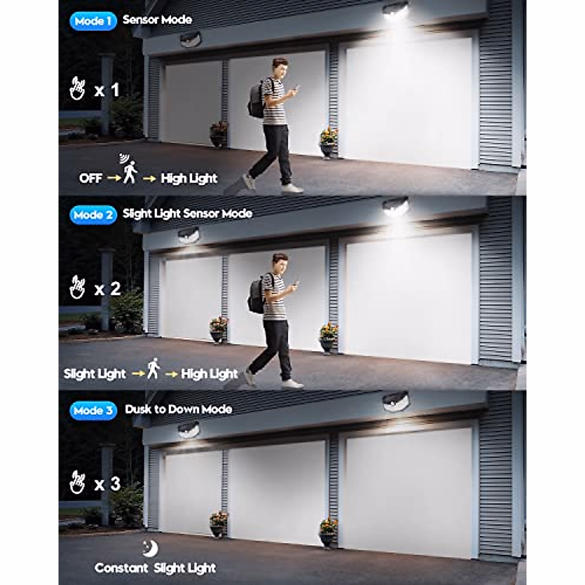 Osisete Solar Outdoor Lights [6Pack/3Modes], 5-Sided Lighting Motion Sensor Outdoor Lights, Solar Lights Outdoor Waterproof for Patio Backyard Garden Fence Driveway (115LED)