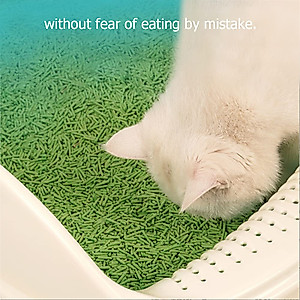 Edible Cat Litter Water Soluble Cat Litter - Tofu Cat Litter，Low Dust Litter, 100% Edible Soybean and Corn Materials，2mm Diameter ，Fast Agglomeration - 5 Lb (Green Tea)