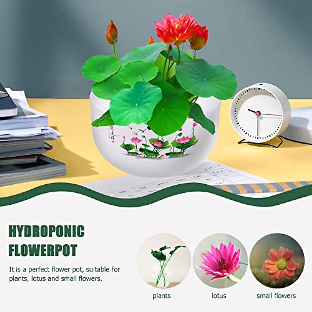 YARNOW Succulent Plant Pots Hydroponic Lotus Flowerpot Planter Desktop Flower Pots Bonsai Planter Cute Planting Container