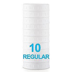 AOZITA 10 Pack REGULAR Mouth Mason Jar Lids for Ball, Kerr and More - White Plastic Storage Caps for Mason/Canning Jars - Leak-Proof