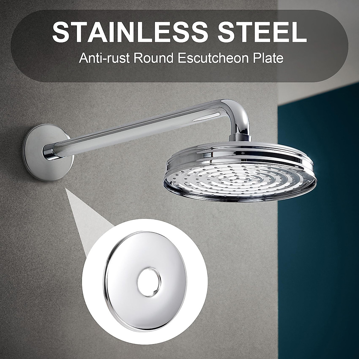 Isslly 2 Pack Large Shower Arm Flange, 3.15Inch Round Replacement Escutcheon Plate, Stainless Steel Shower Pipe Cover Plate for Shower Head Arms (Inner Dia: 0.84in)