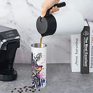 Tangopi Splash Zebra 20 oz Tumbler with Lid and Straw Insulated Travel Coffee Mug Reusable Spill Proof Coffee Cups Stainless Steel Water Bottle for Hot and Cold Drinks