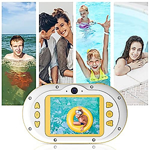 Niaviben Mini Portable Digital Camera for Kid's Waterproof Camera Front and Rear Dual 24 Million Pixel Compact Camera 2.4 Inch Yellow