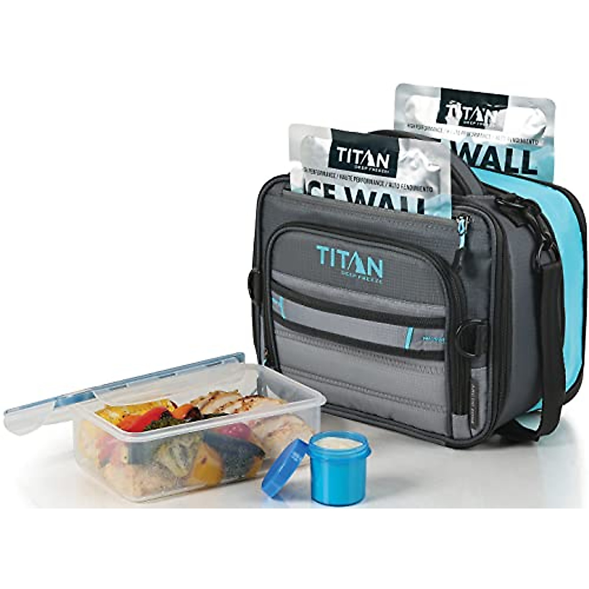 Arctic Zone Titan Expandable Lunch Pack and Container Set with Ice Walls, 2 Pack - Black and Blue